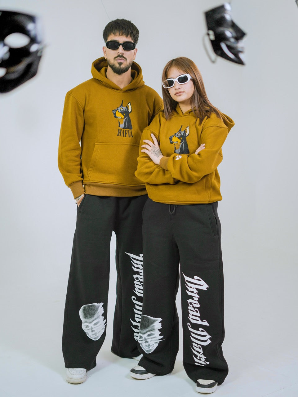 Tan Hoodie Oversized with Mafia Dog Embroidery – Thread Mafia